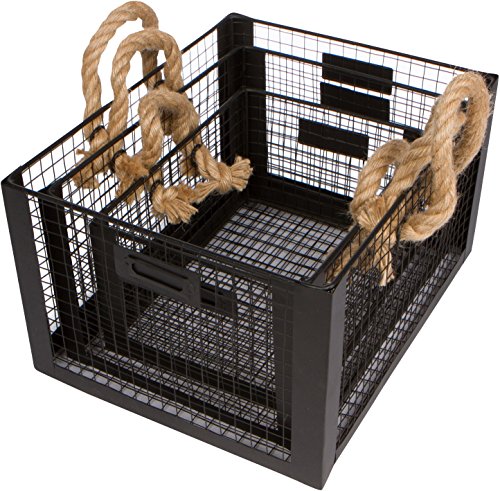 Wire Metal Storage Home Décor Baskets with Rope Handles - Set of 3 by Trademark Innovations