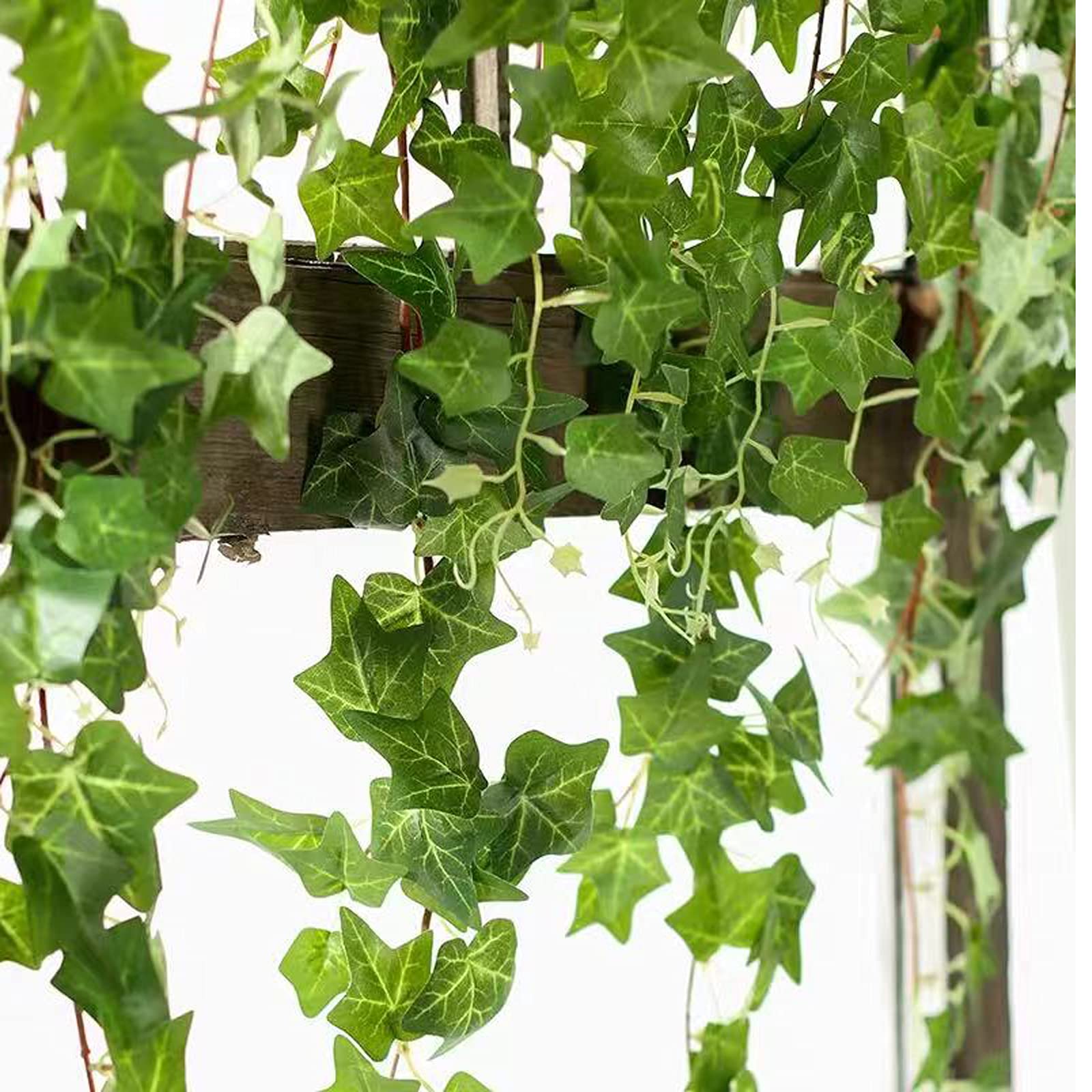 Sinsoledad Faux Ivy Wreaths can be Hung on Walls and Outdoors for Home Kitchen Garden Hall Decorations. A Pack of 12, Each 7.5 feet Long, Green.
