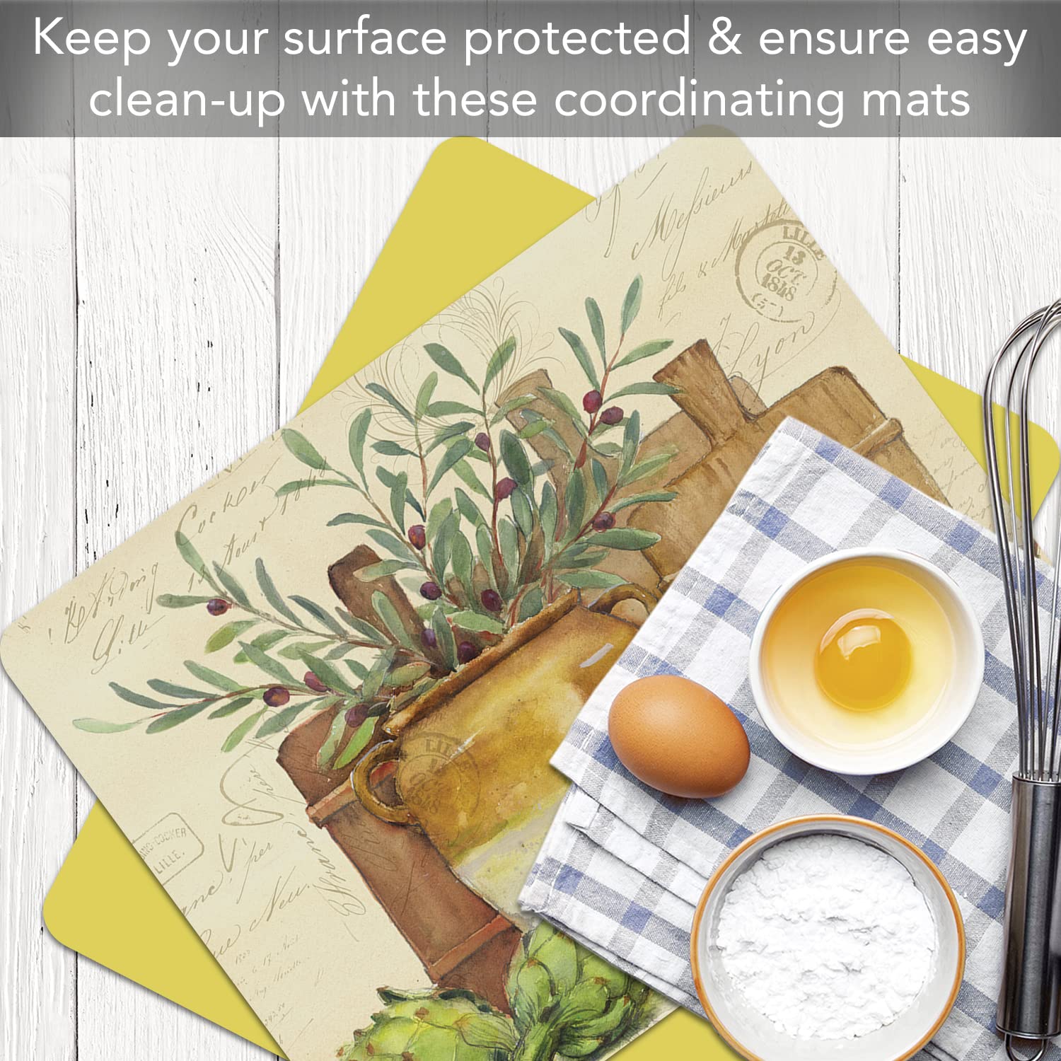 Cut N' Funnel Rustic Wine/Citrus Designer Flexible Plastic Cutting Board Mat with Coordinating Solid Flex Mat 15" x 11.5", Made in the USA, Decorative, Flexible, Easy to Clean