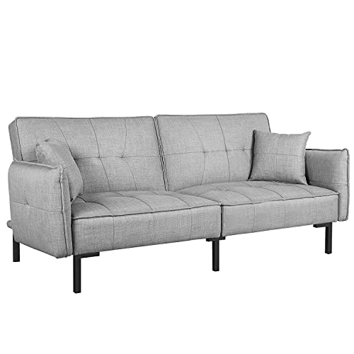 Futon Sofa Bed Couch Bed Sleeper Sofa Modern Folding Sofa Small Sofa Convertible Sofa for Living Room Apartment, Dorm, Bonus Room FurnitureďźGrey