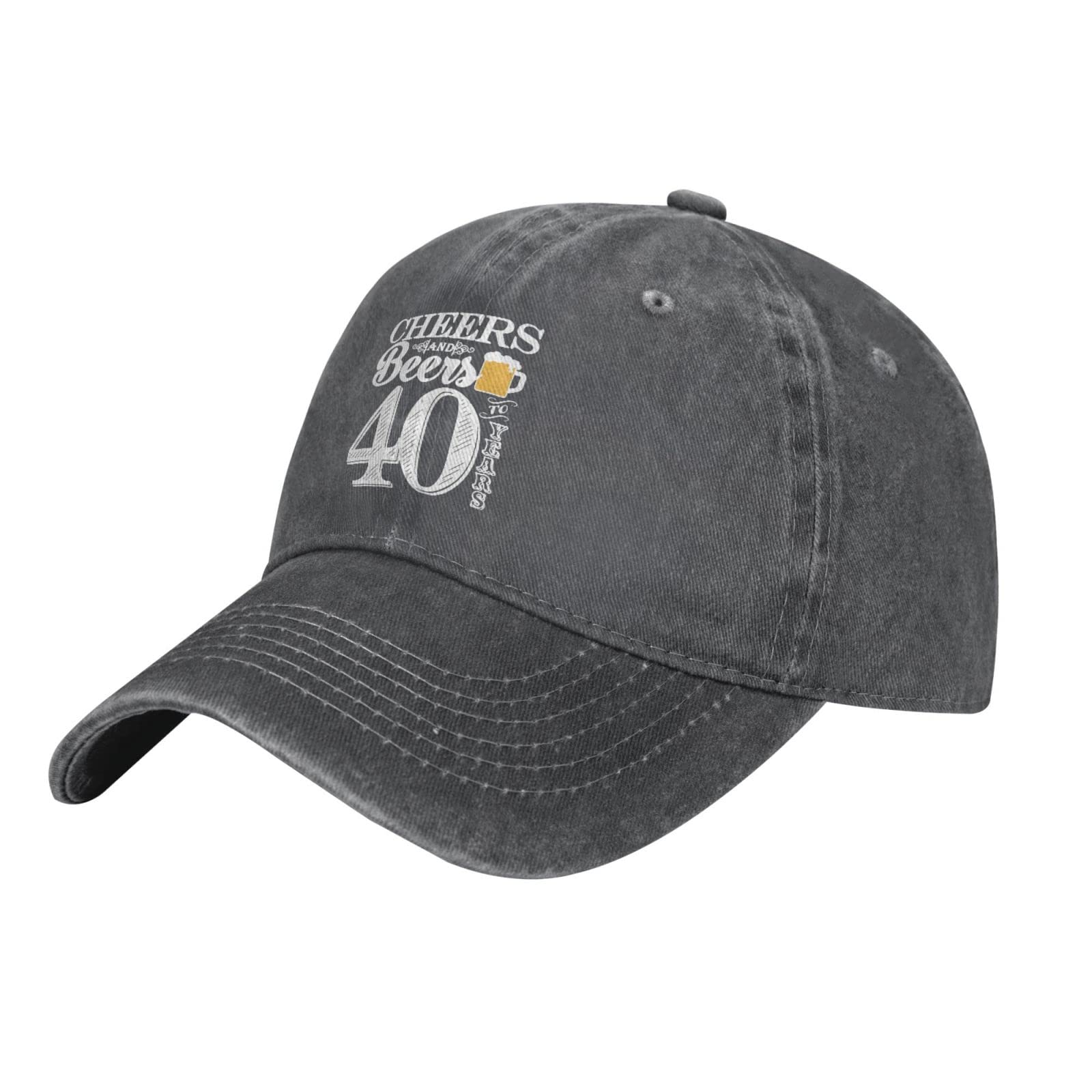 Cheers and Beer 40 Years Unisex Classic Hats Deep Heather Baseball Cap Trucker Hat Birthday Gift for Men Women