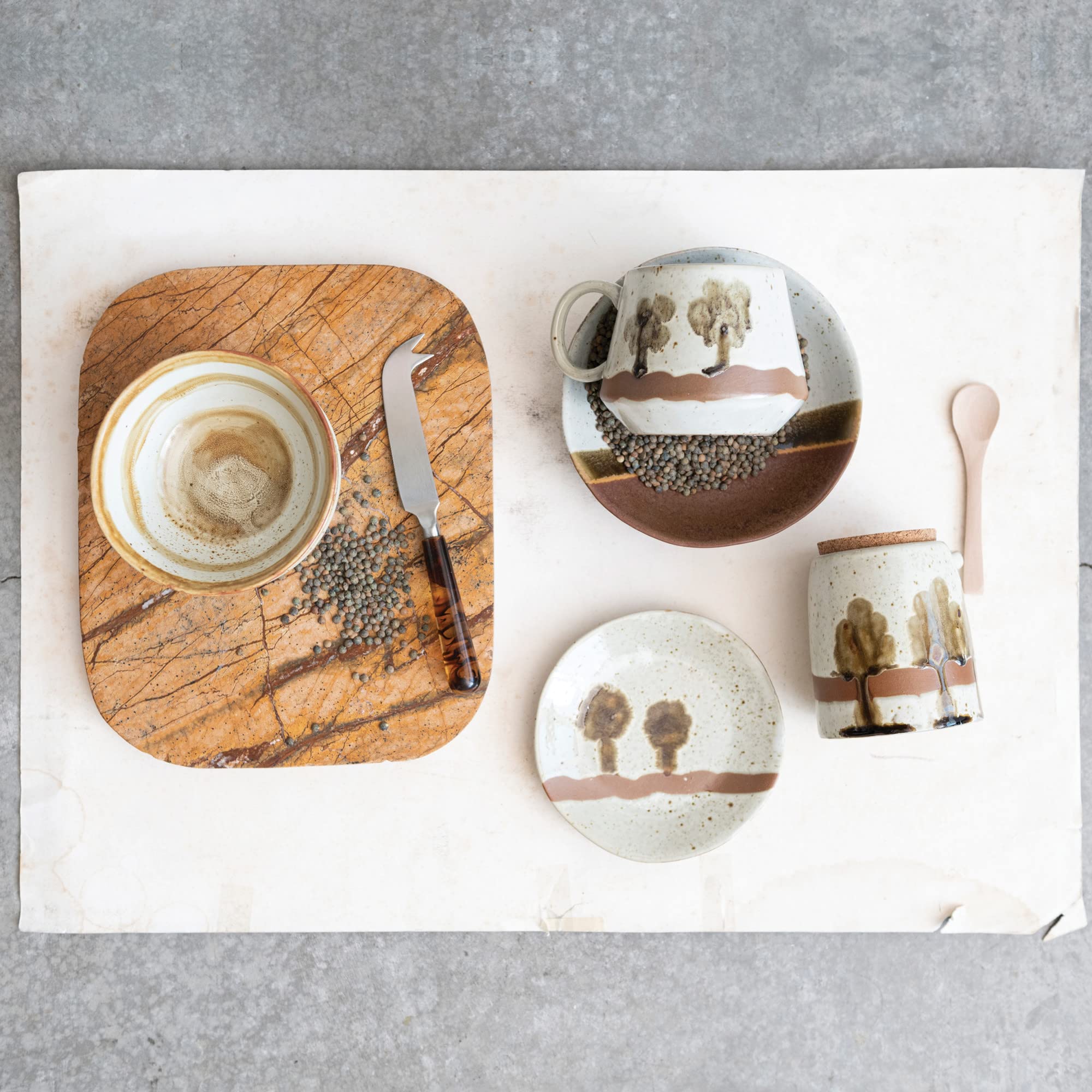 Creative Co-Op Distressed Marble Charcuterie, Brown Cheese/Cutting Board