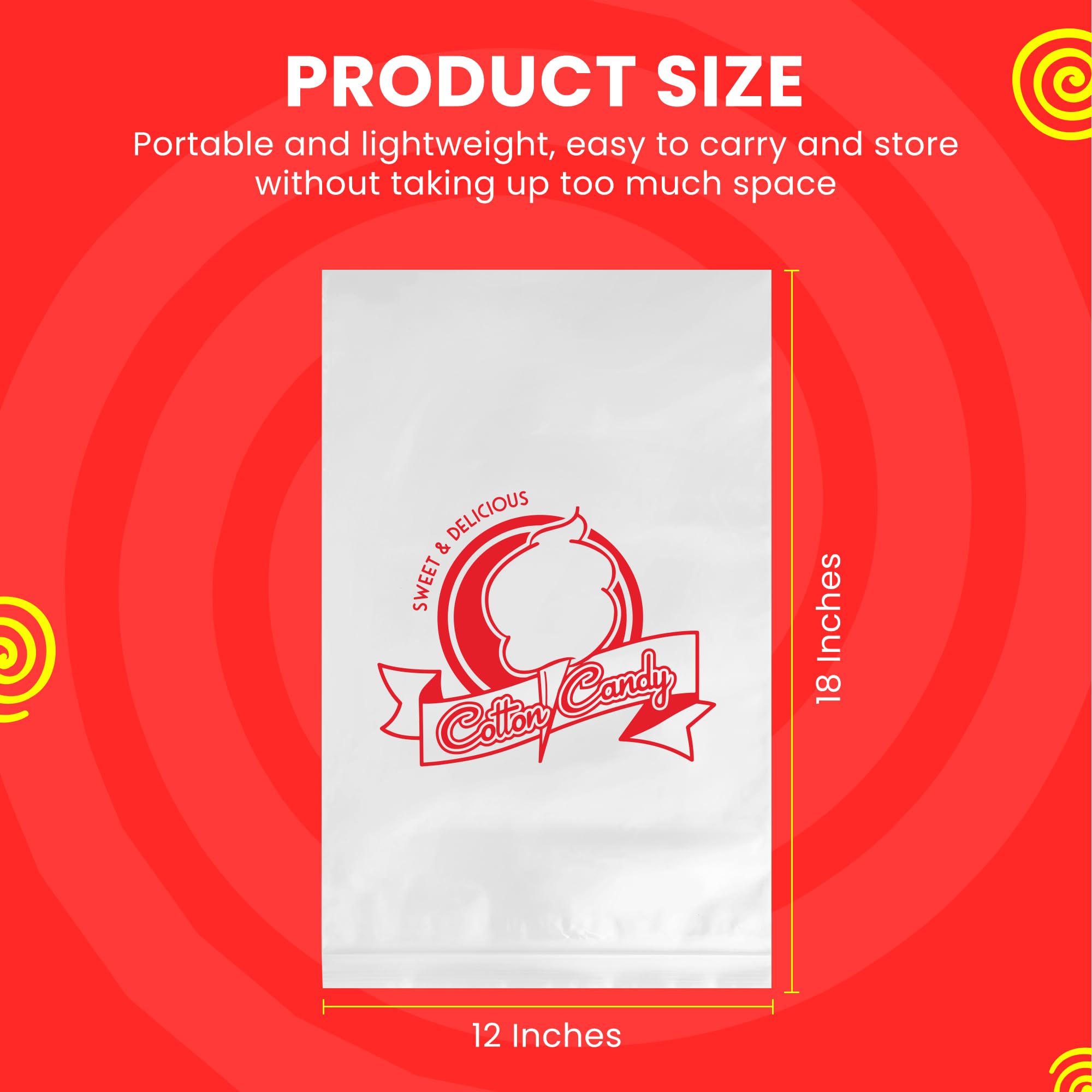 Clear Cotton Candy Bags with Ties, Bulk 500 Count, Cotton Candy Supplies Perfect for Cotton Candy Sticks and Cotton Candy Cones, Cotton Candy Bulk Individual Bags for Cotton Candy Stand Accessories