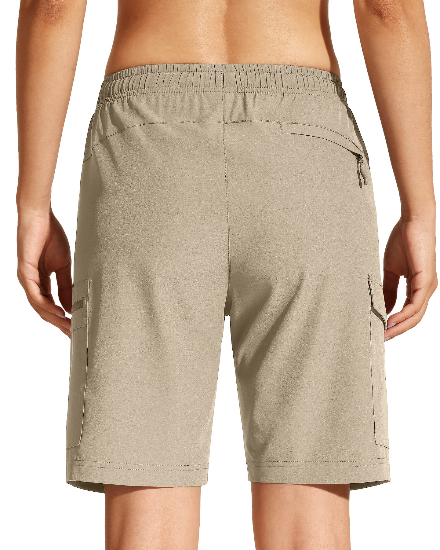 Capol Women's Hiking Cargo Shorts 8.5" Quick Dry Summer Shorts Lightweight for Golf Travel Athletic with Zipper Pockets Khaki S