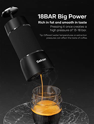 Sekaer Portable Espresso Machine Travel Coffee Maker, 2 in 1 Small Mini Presso Compatible with Nespresso Original Capsules, 18 Bar Pressure, Manual Aeropress Coffee Machine