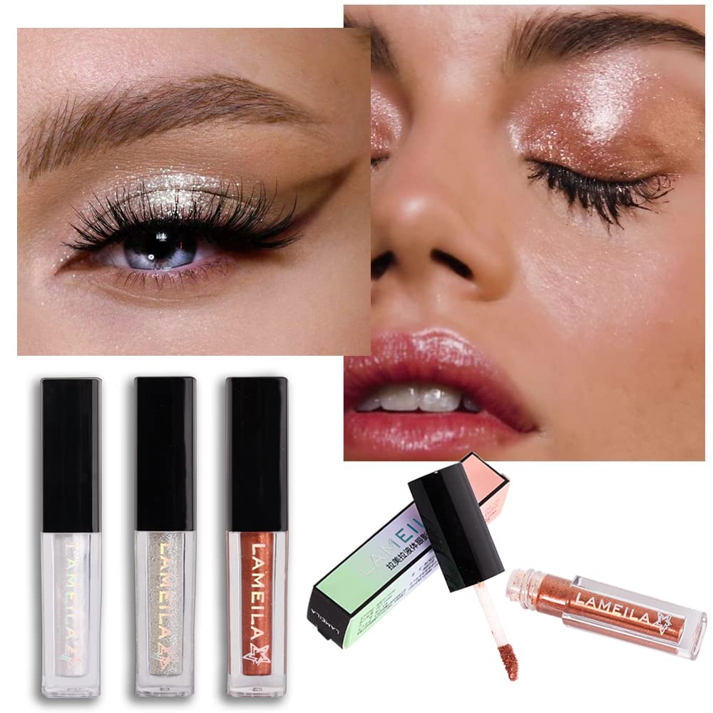 BINGBRUSH 5 pcs Liquid Glitter Eyeshadow Set, Metallic Glitter Shimmer Naked Eye Looks Waterproof Long Lasting Quick-Drying Sparkling Eye Shadow Makeup Kits