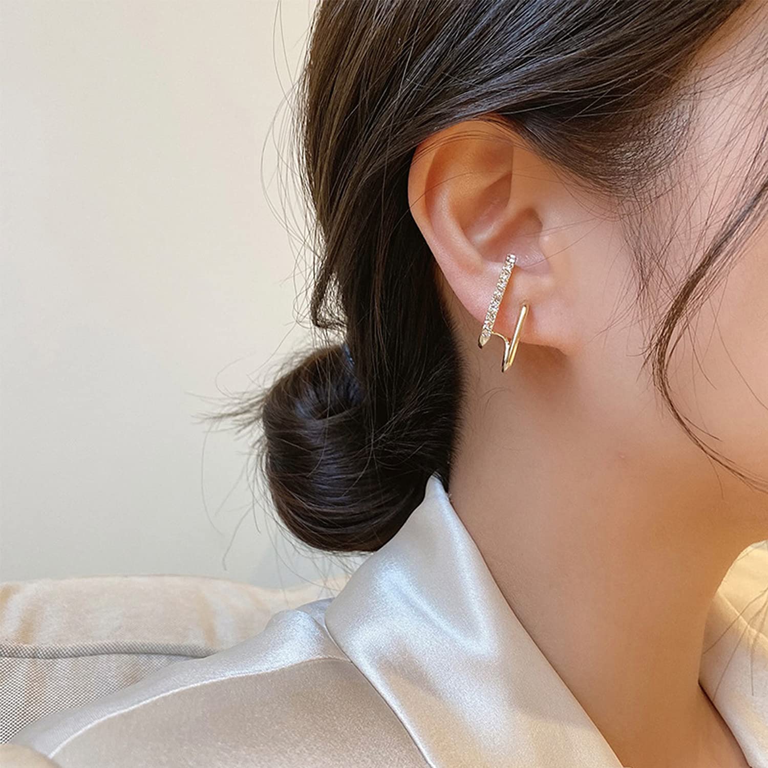 Claw Earrings Cuff for Women Zircon Stud Ear Cuffs Hoop Earrings for Girls That Look Like Multiple Piercings Multi Hoop Tiny Ear Wrap Cuff Piercing Studs Earrings for Women (Gold & Silver)