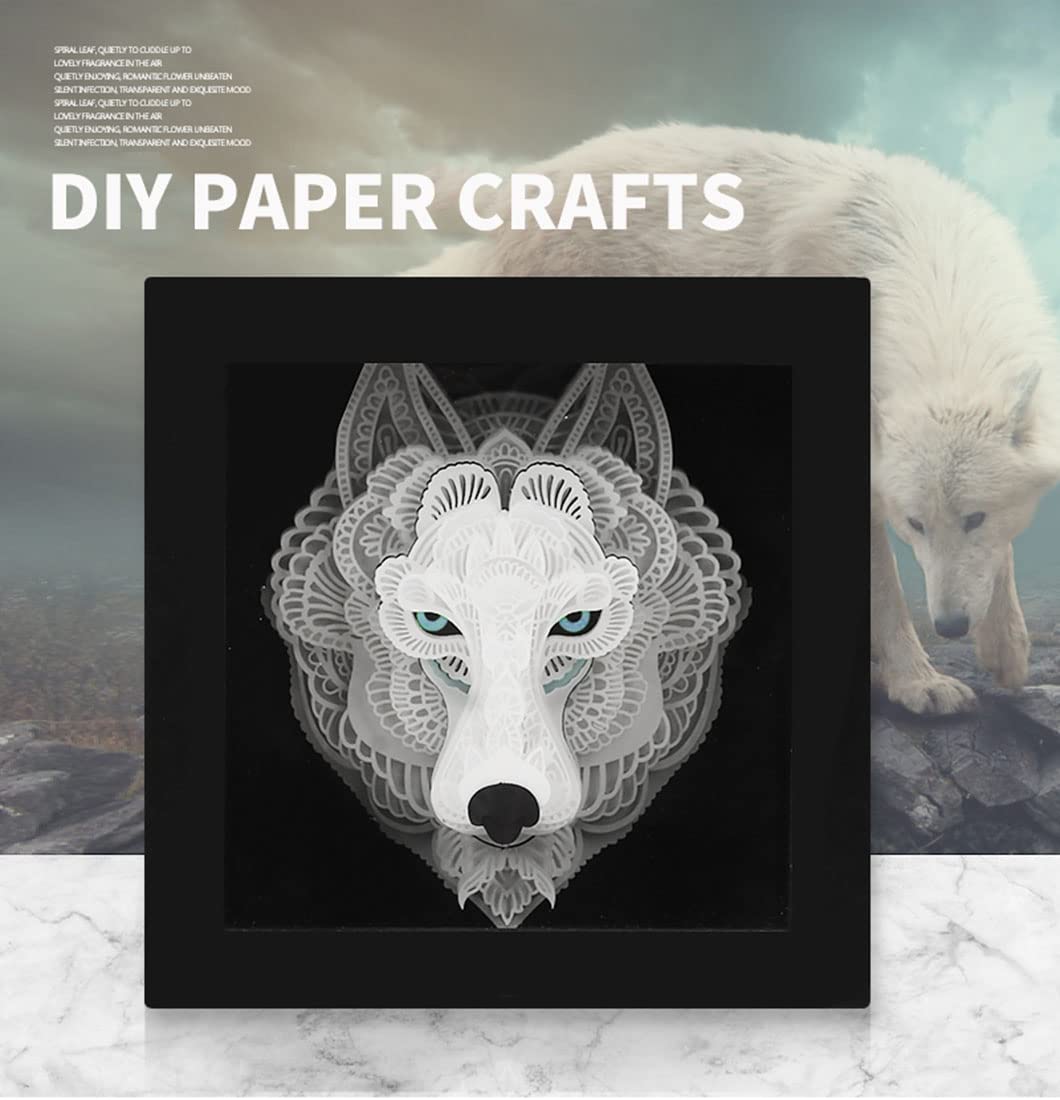 SIWEME 3D Puzzle for Adults&Kids, Funny Jigsaw Puzzle DIY Animal Paper Craft Kit 3D Paper Puzzle Wall Art Decor (Wolf)