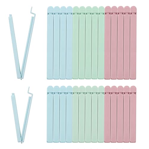 Semjikoy 30 Pack Sealing Clip Bag Plastic Bag Sealing Clips Snack Bag Plastic Sealing Clip 4.7 Inches& 6 Inches
