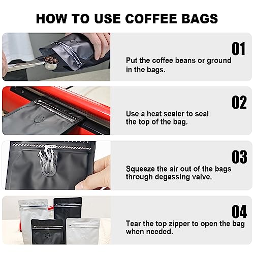 ODDIER 16oz 1 lb 60pcs Coffee Bags with Valve,Vented Coffee Bags Barrier Bags Store Bags Coffee Packaging Coffee Storage Pouches(White)