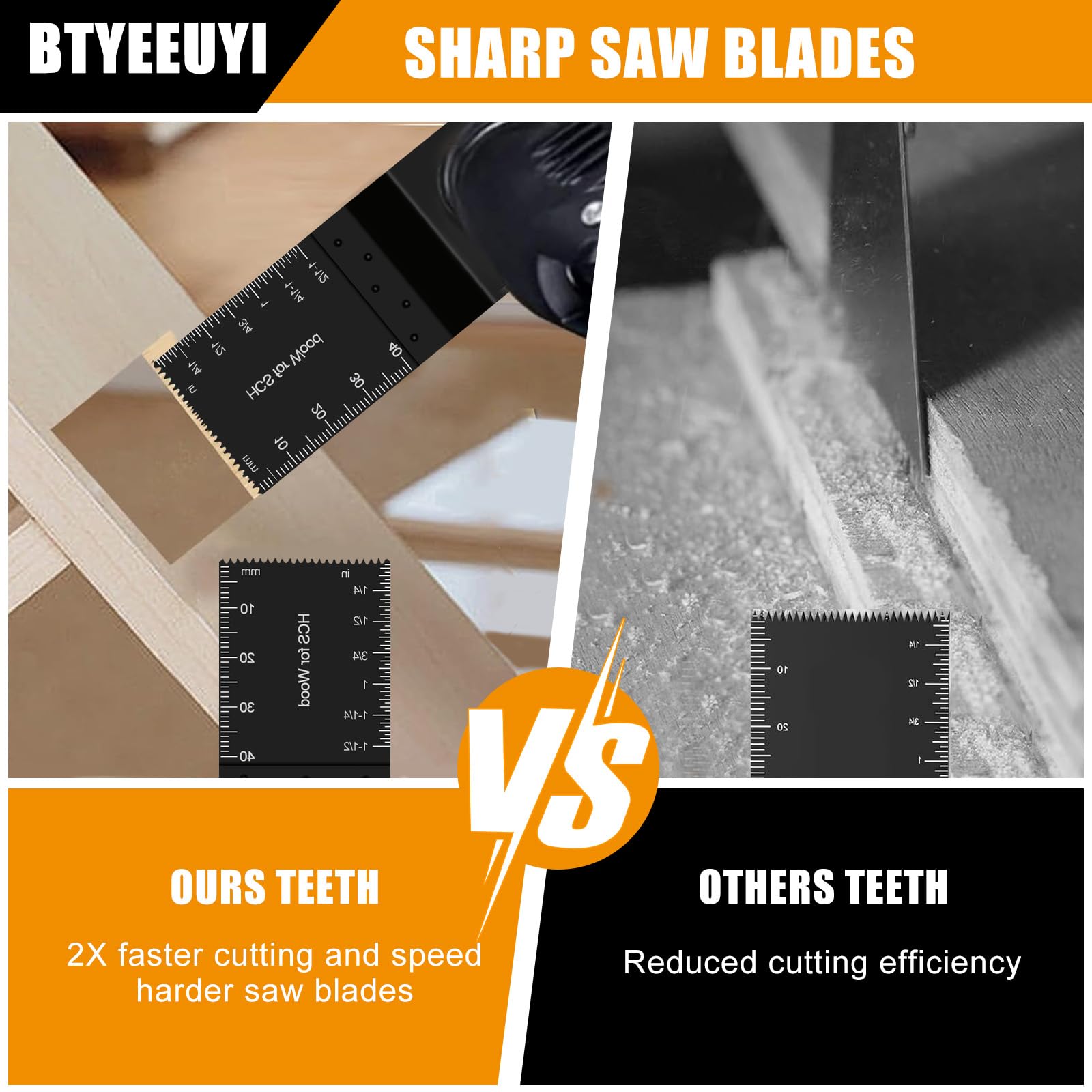 BTYEEUYI Oscillating Tool Blade, 94 Pcs Oscillating Saw Blades with Sandpaper,Quick Release Multitool Blades for Wood Plastics Metal Cutting, Compatible with Dewalt Ryobi Milwaukee Rockwell Dremel