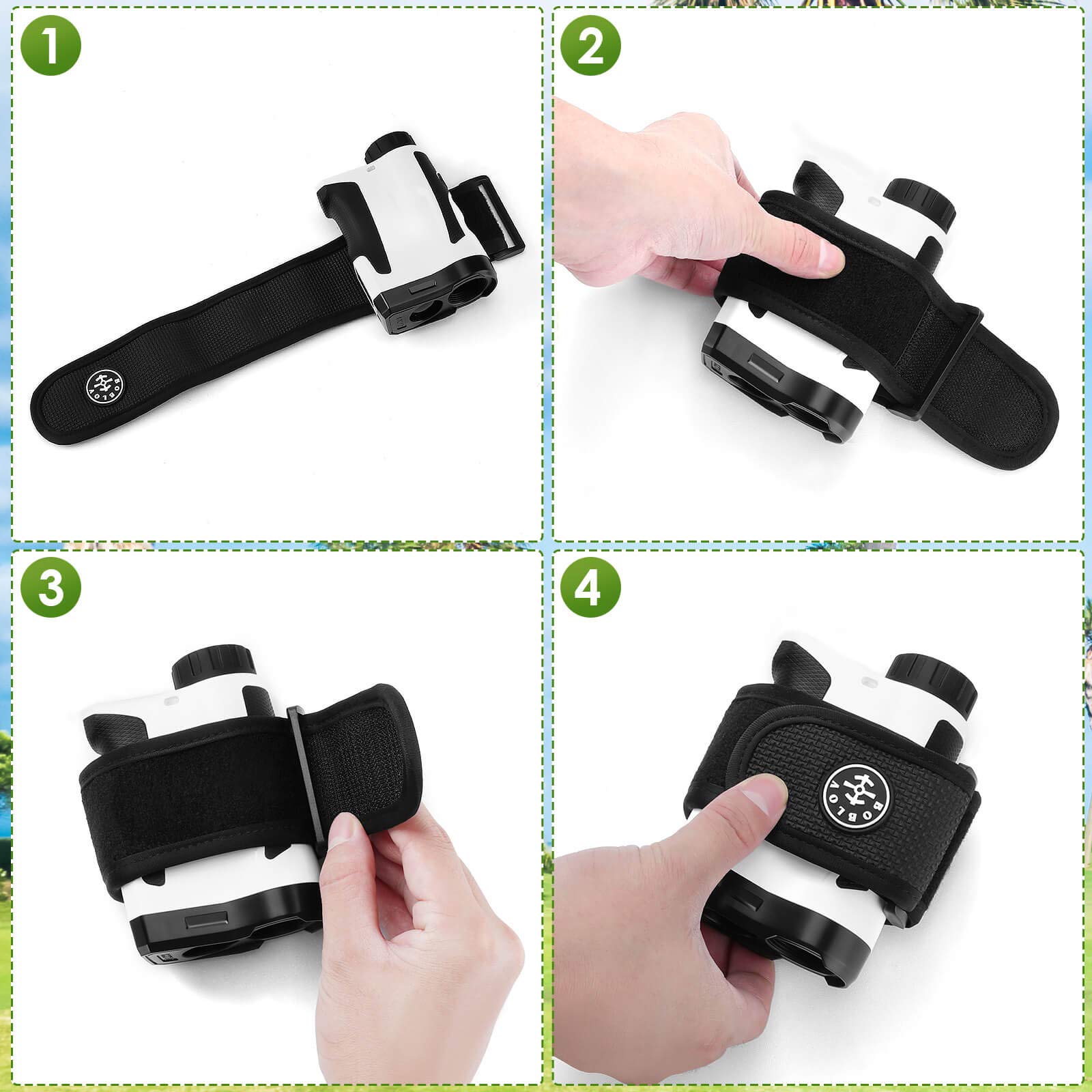 BOBLOV Golf Rangefinder Magnet Holder Strap, Universal Magnetic Straps for All Brand Rangefinder, 2pcs Big Strong Magnets &Adjustable Length,Easily Stick for Golf Cart Railing (Magnetic Holder Strap)