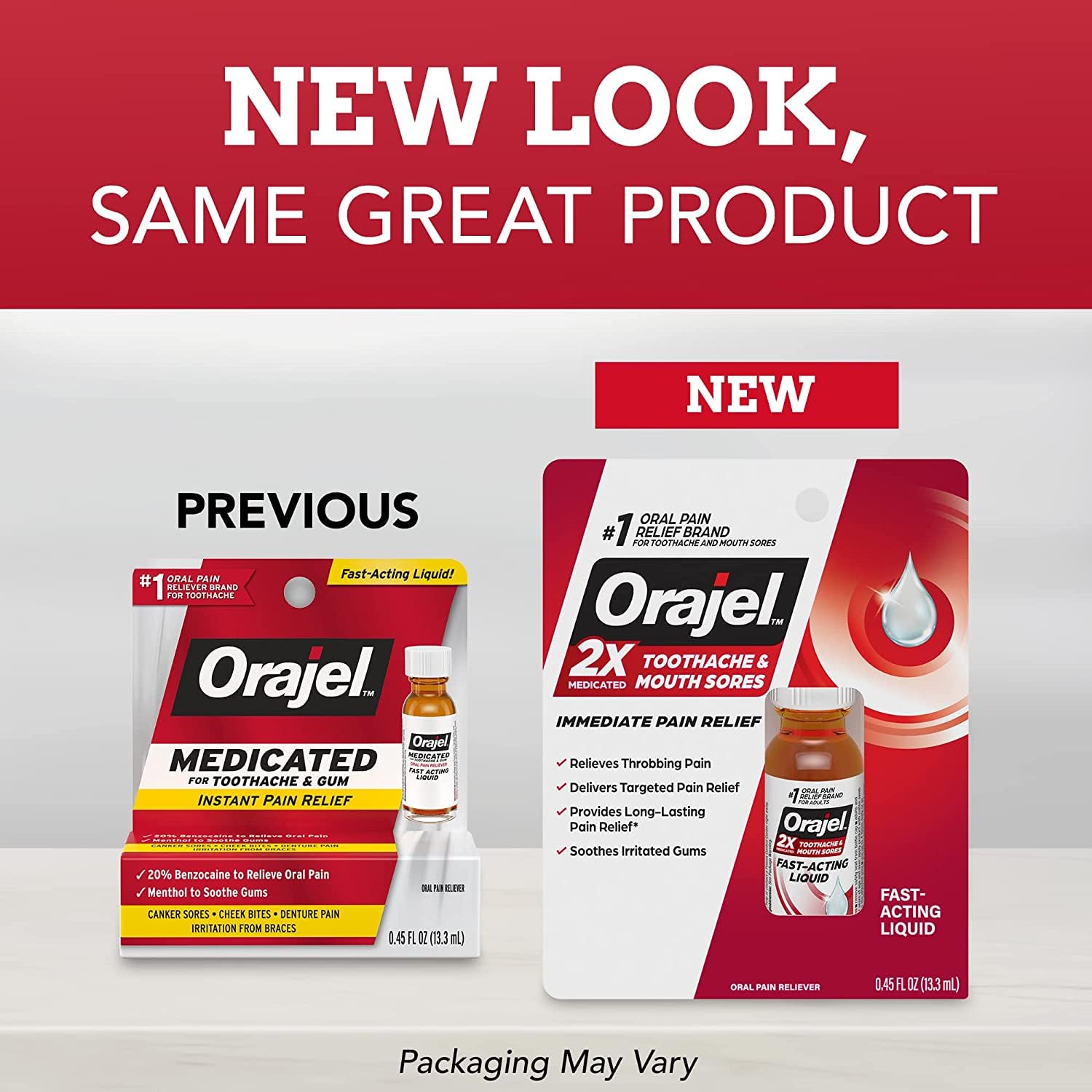 Orajel Instant Pain Relief for Toothache, Maximum Strength, Liquid, 0.45 Oz (Pack of 2)