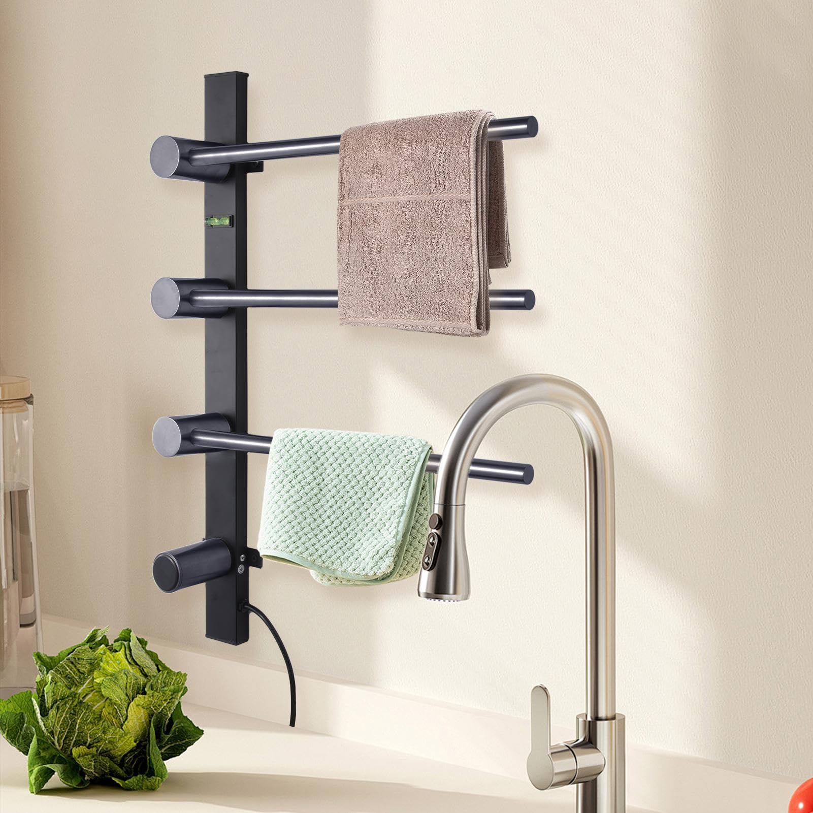 Electric Towel Warmer - Multifunctional Towel Rack Warmer Wall Towel Warmer - LED Display Towel Dryer Rack Towel Warming Rack for Bathroom Kitchen
