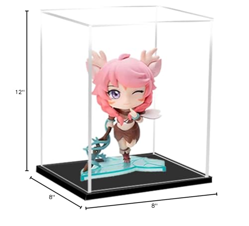 Clear Acrylic Display Case Box ,Versatile Collectibles Display Dustproof Showcase with Thickening Base,for Display Action Figures Home Storage Organizing Toys (8x8x12 inch/20x20x30cm)