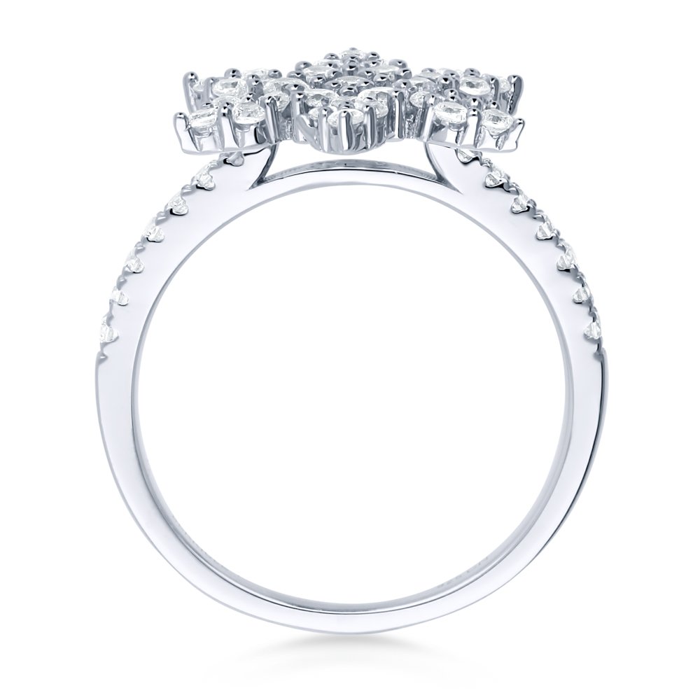 BERRICLE Sterling Silver Snowflake Cubic Zirconia CZ Fashion Ring for Women, Rhodium Plated Size 6