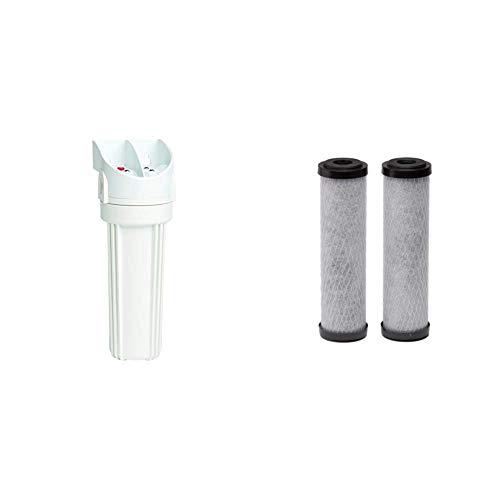EcoPure EPW2 Water Filter Housing & Carbon Universal Whole Home Filter (2 Pack)