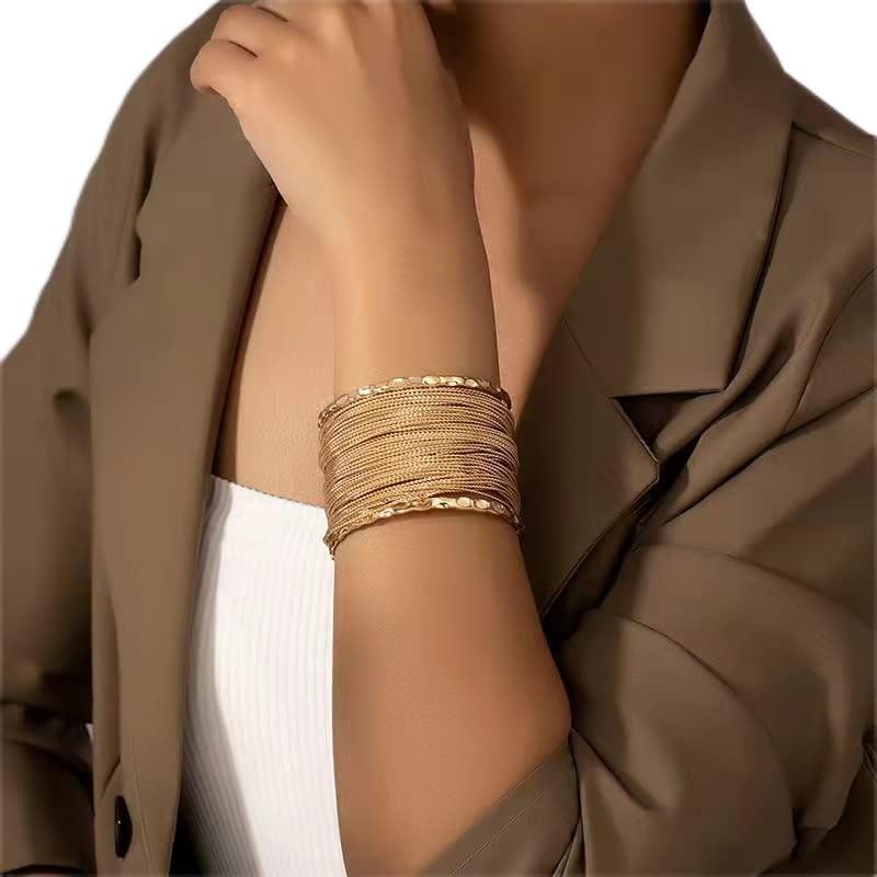 BUAJIUBUA Stainless Steel Wire Bracelet Wide Bangle Bracelets Dainty Jewelry