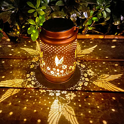 DIBIEECN Hummingbird Solar Lantern Lights Outdoor Hanging, Metal Decor Lanterns-Waterproof LED Decorative Light for Garden Patio Yard Lawn Backyard Front Porch as Gifts for Mom Grandma Women