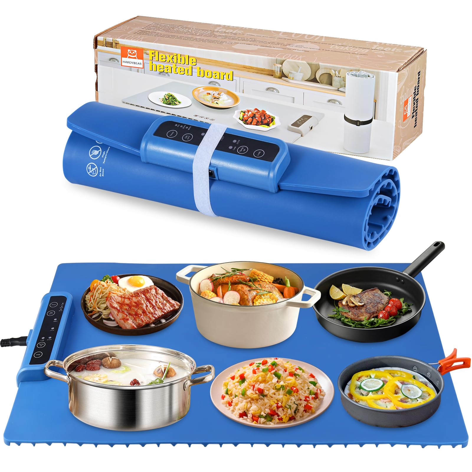 Electric Warming Tray 2024 New,Portable Silicone Food Warmer Heater Mat,Travel Roll Up Fast Heating Pad,Foldable Keep Plates Fast Warm for Buffets Party,Large Surface Area with Adjustable Temperature