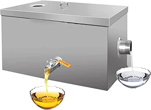 Stainless Steel Grease Trap, Top Inlet Commercial Grease Interceptor, Under Sink Grease Trap Waste Water Oil-water Separator with Removable Filter Basket, for Kitchen, Restaurant, Canteen, Factory