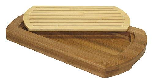 Simply Bamboo BICT Multi-Purpose Two-Tone Bamboo Bread Crumb Cutting Board/Serving Tray for Kitchen - 16" x 10" x 1.25"