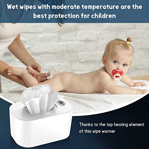 Wipe Warmer with Digital Display,Large Capacity Wipes Dispenser, 3 Modes of Temperature Heating Control,Warms Quickly and Evenly, Comfort and Safety for Baby(White)