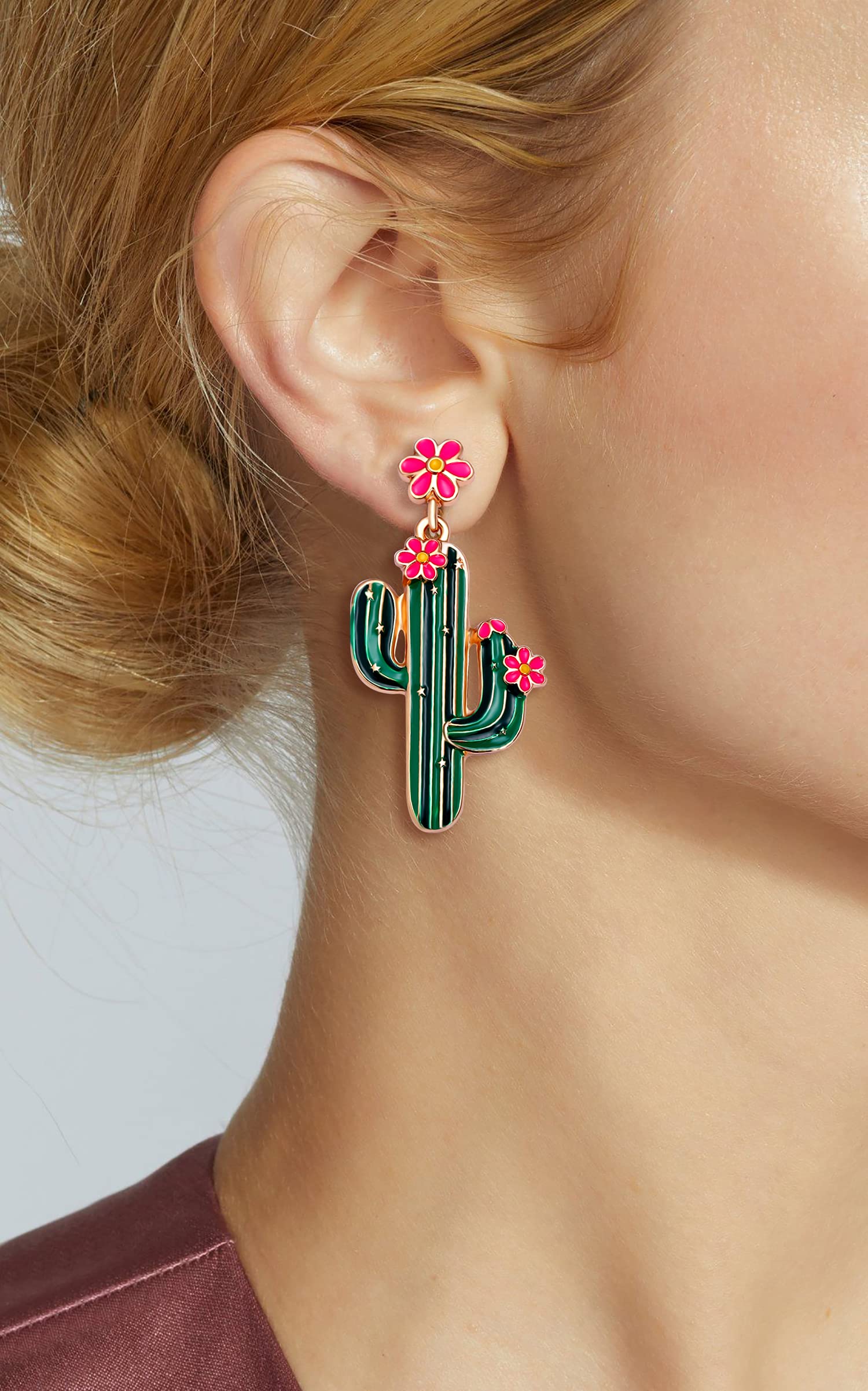 BVGA Metal Dangle Earrings for Women Statement Cactus Strawberry Palm Leaf Monstera Drop Dangle Earrings Fashion Jewelry