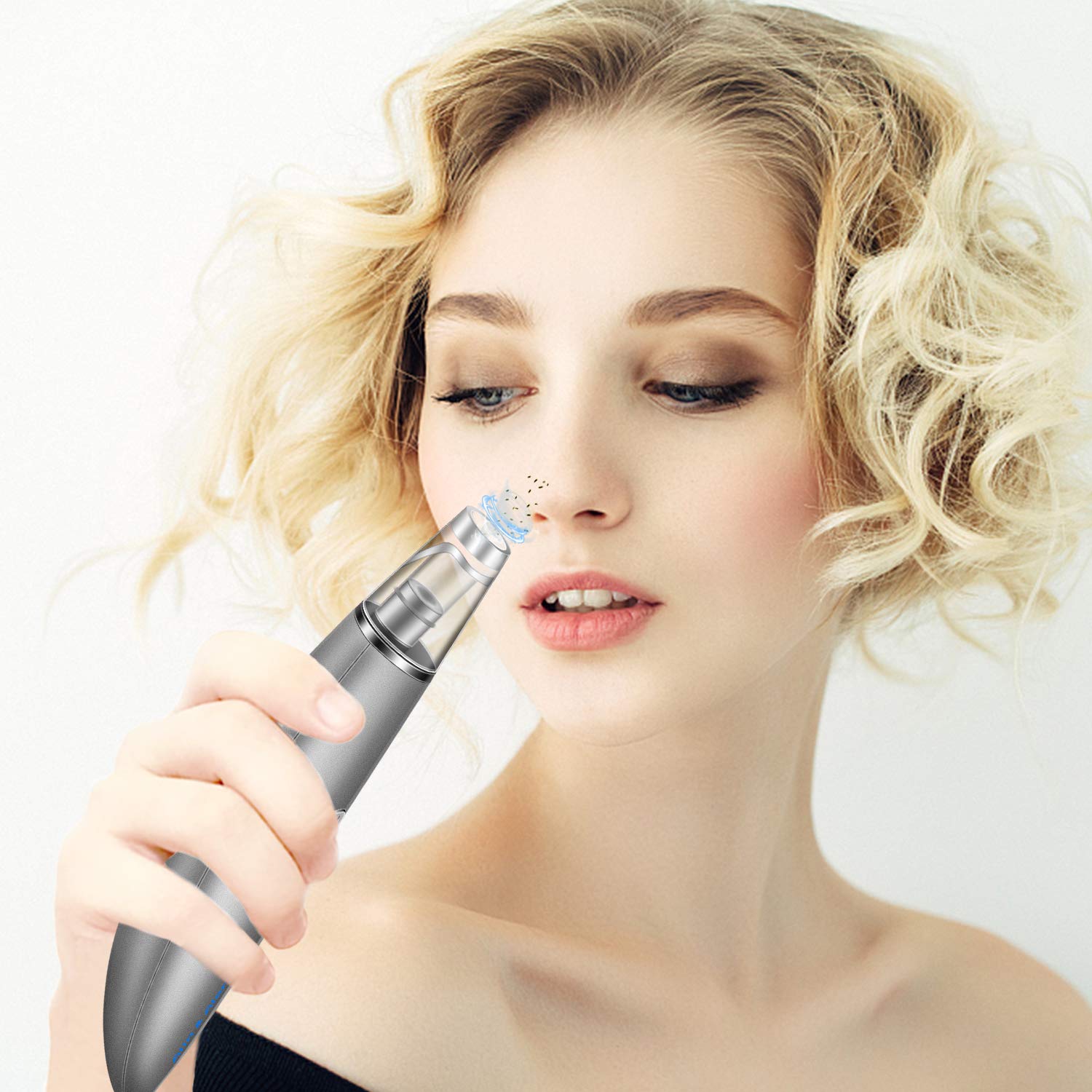 Blackhead Remover Vacuum Pore Cleaner, Alin&Alan Electric Blackhead Vacuum Suction Devices, USB Rechargeable Acne Comedone Extractor Tool Kit (Grey)