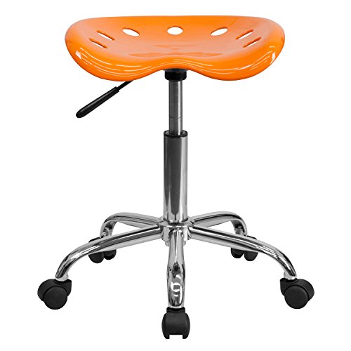 Flash Furniture Taylor Vibrant Orange Tractor Seat and Chrome Stool