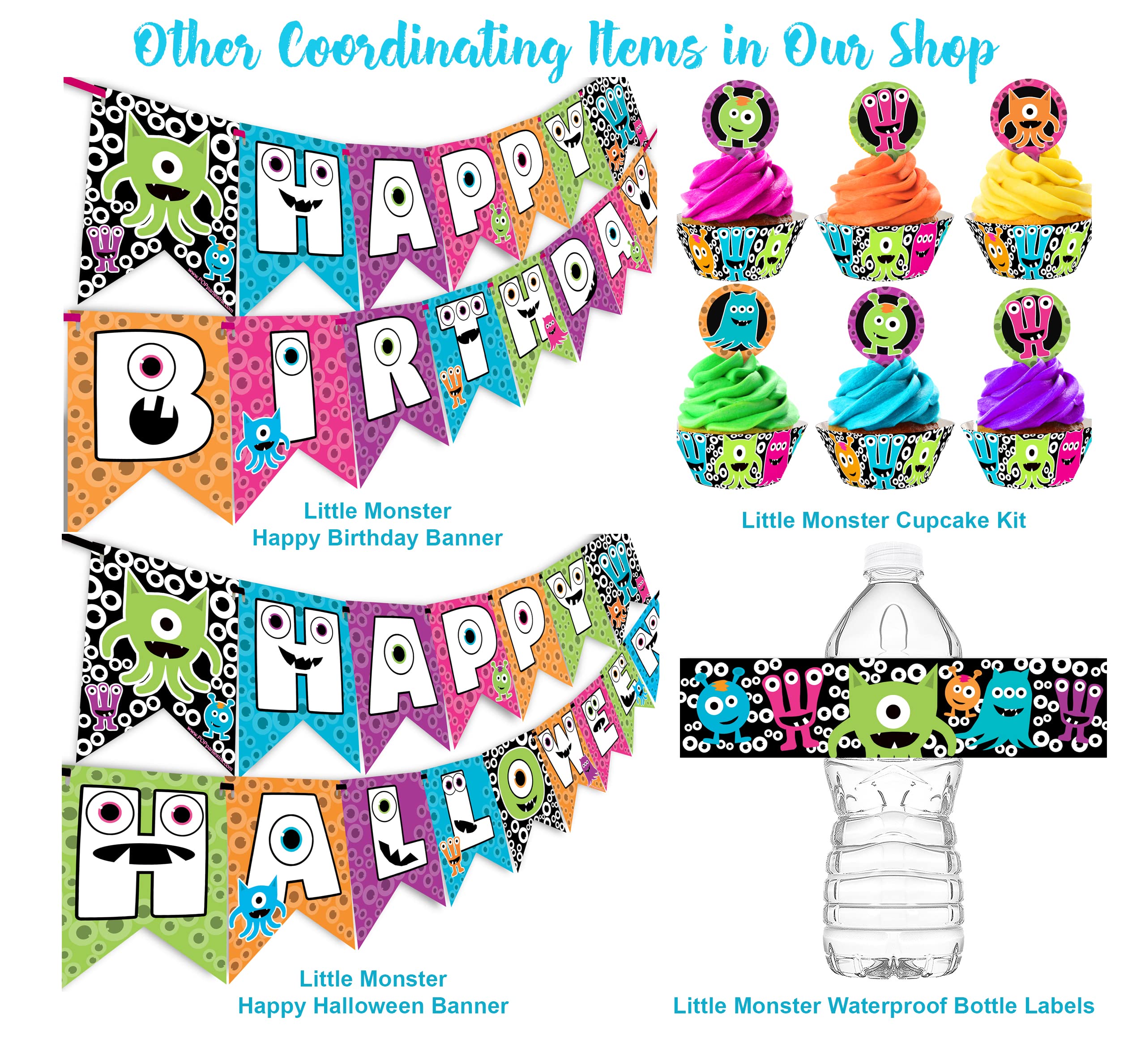 Little Monster Happy Halloween Banner Pennant - Halloween Party Supplies - Halloween Party Decorations - Halloween Decorations - HH