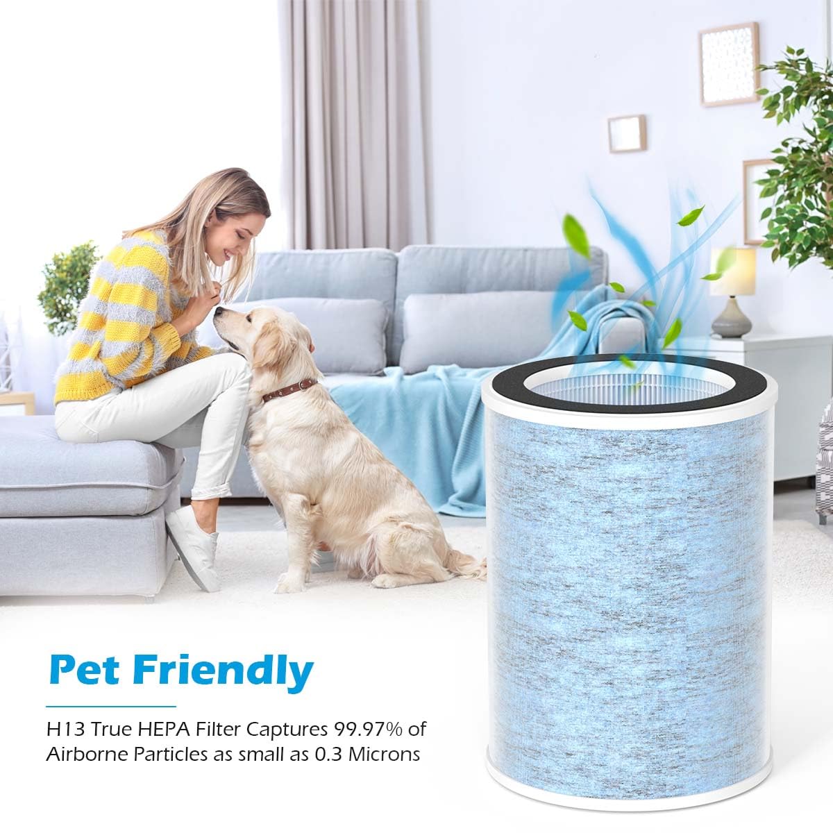 CLEARBREEZE H13 True HEPA Special Air Filter Replacement with Activated Carbon Filter Compatible with WYZE Smart Air Purifier, 2 Pack