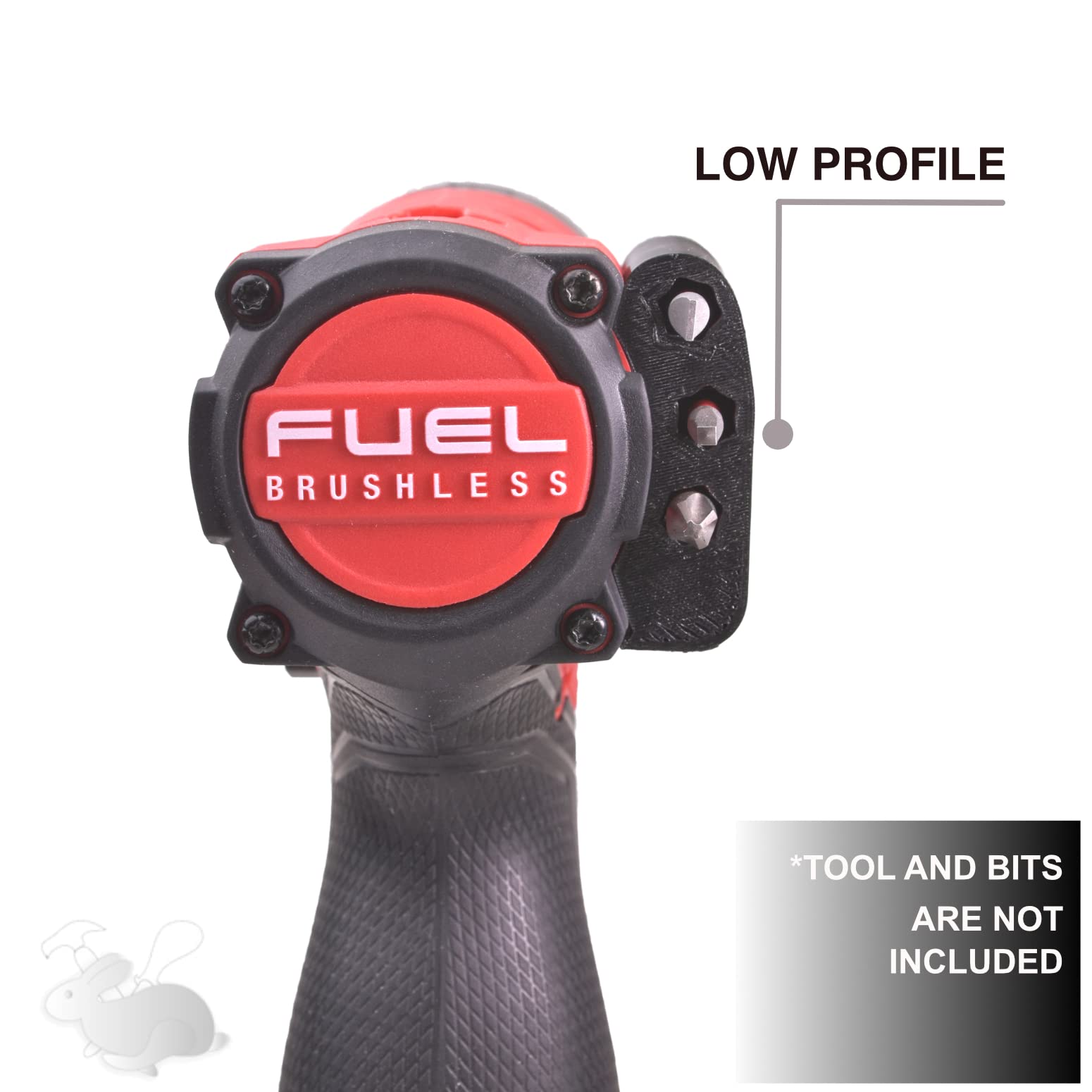 DIY Rabbit M12 Bit Holder for Milwaukee M12 Gen 3 Fuel Impact Drivers with 7 Magnetic 1/4 Hex Bit Set Organizer. Custom Made for Milwaukee Fuel 3453-20, Milwaukee Packout Tool Holder Accessories