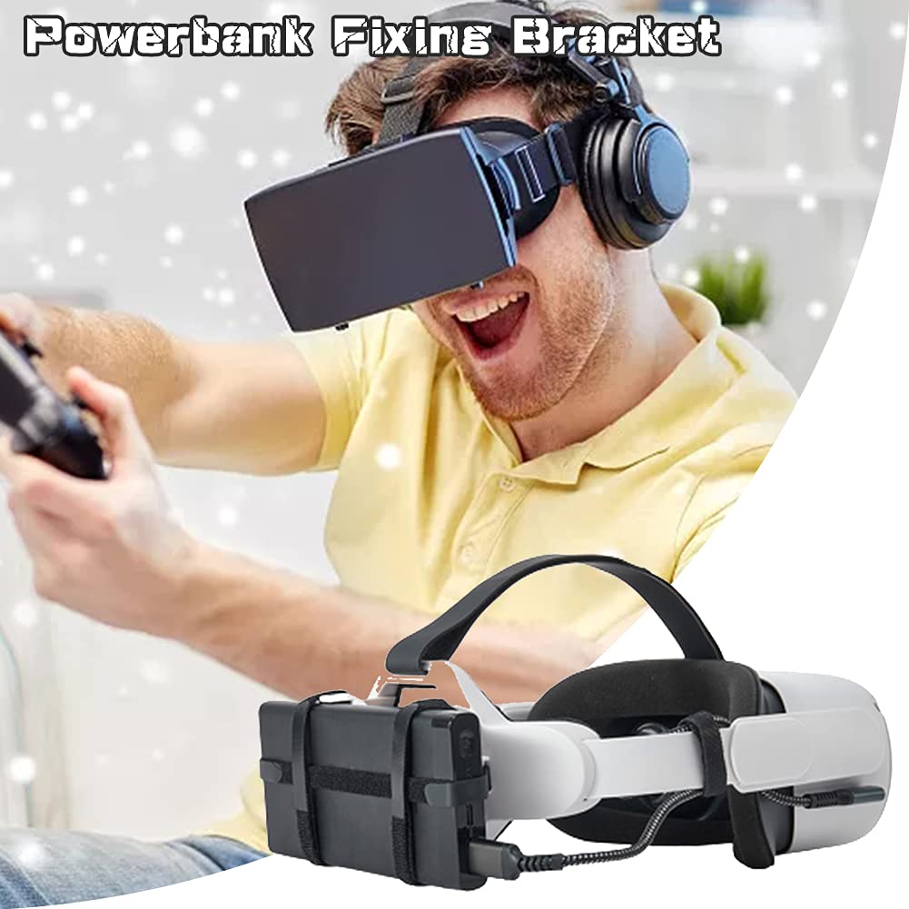 BWWNBY Oculus Quest 2 Accessories, Adjustable Head Strap with Battery Holder Bracket, Reduce Head Pressure in VR Headset(Without USB Cable)