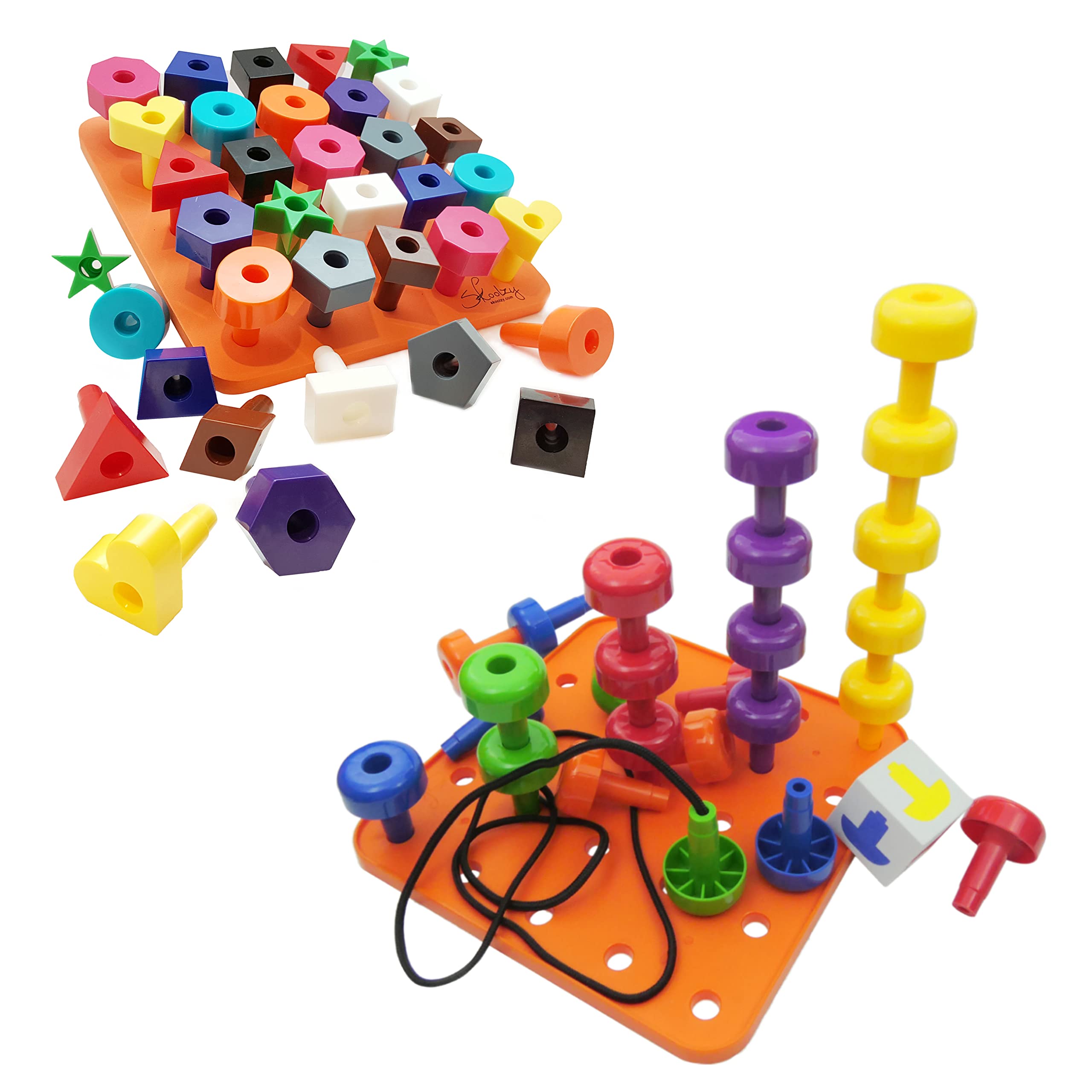 Skoolzy Peg Board Toddler Stacking Toys - Plastic Peg Board Toddler Toys