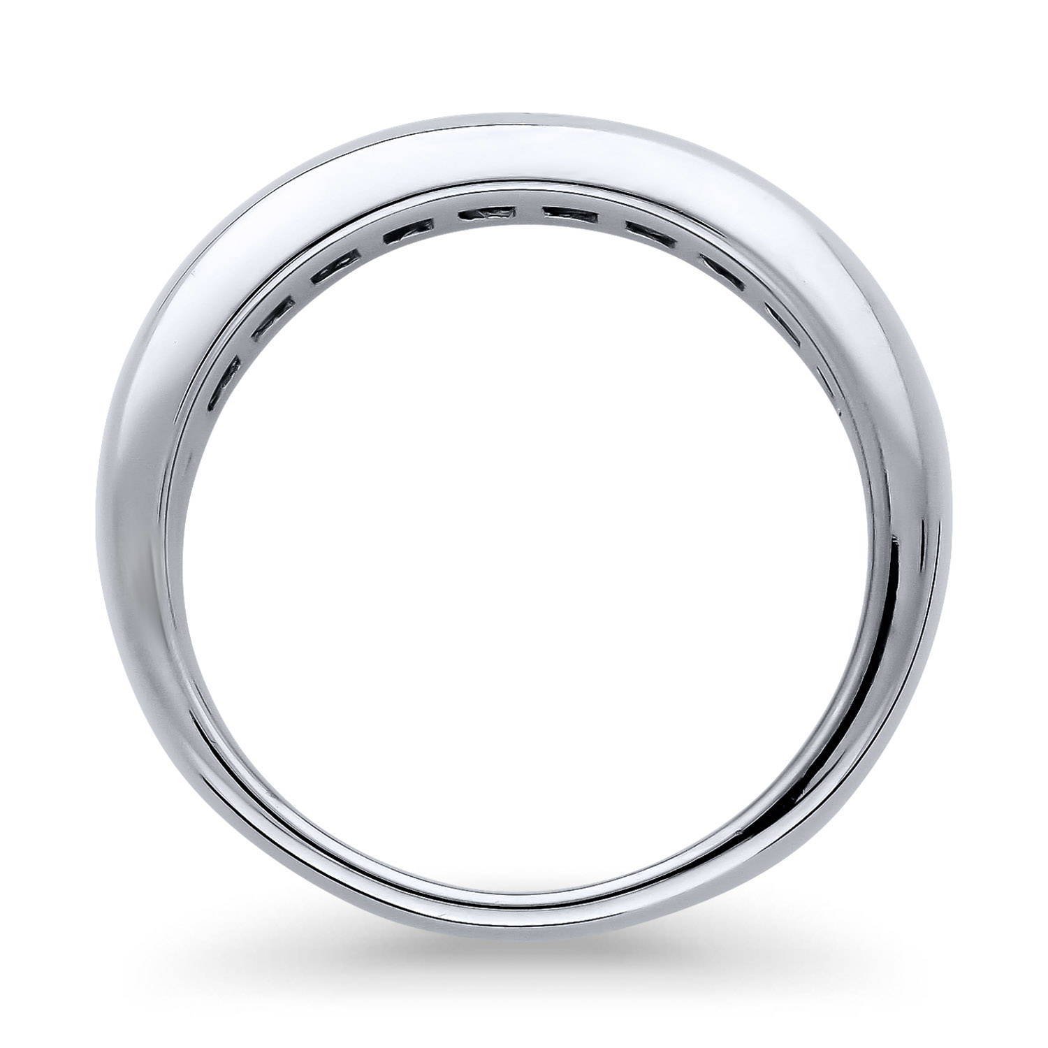 BERRICLE Sterling Silver Wedding Rings Channel Set Princess Cut Cubic Zirconia CZ Half Eternity Ring for Unisex, Rhodium Plated Size 11