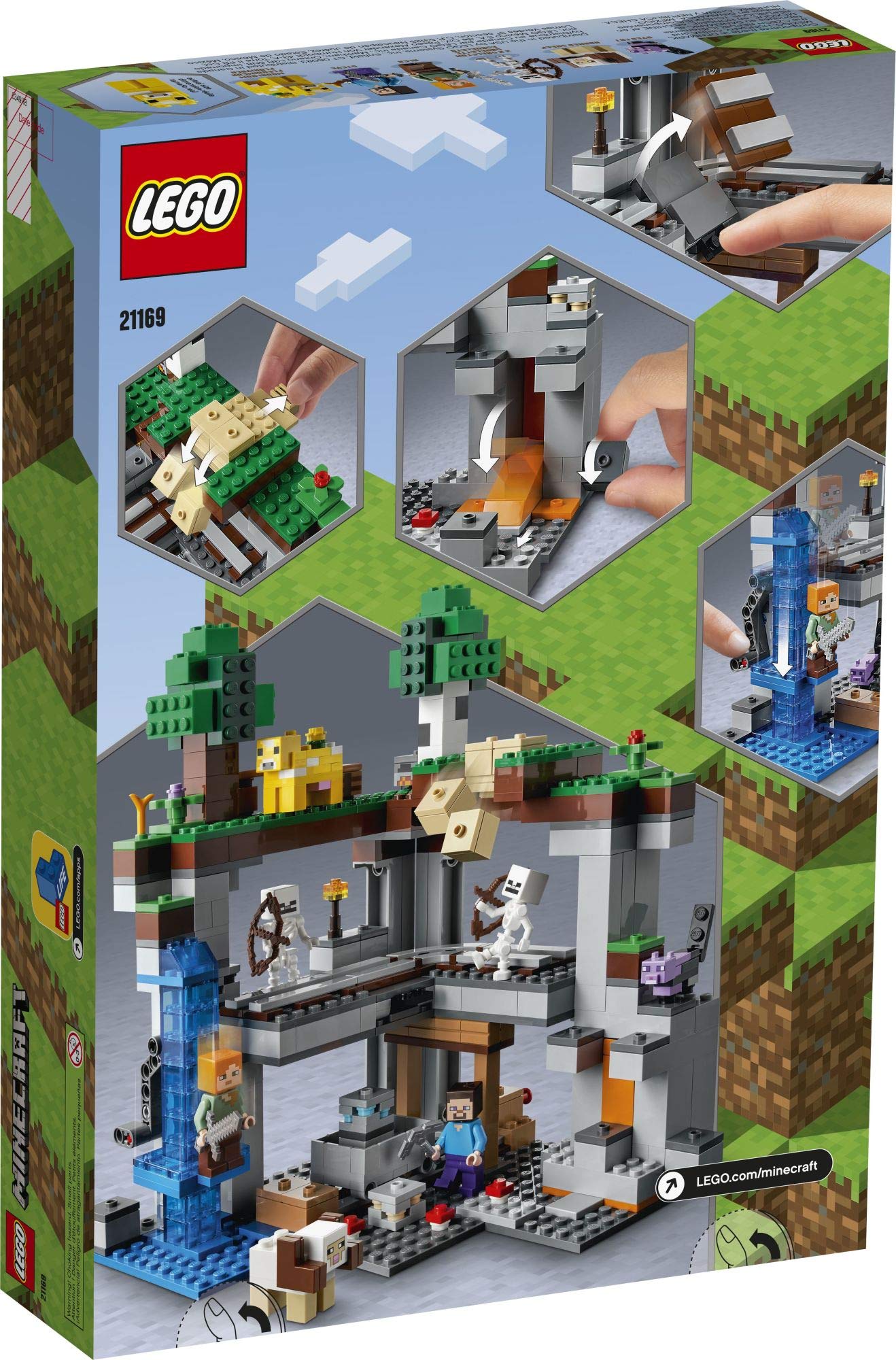 LEGO Minecraft The First Adventure 21169 Hands-On Minecraft Playset; Fun Toy Featuring Steve, Alex, a Skeleton, Dyed Cat, Moobloom and Horned Sheep, New 2021 (542 Pieces)