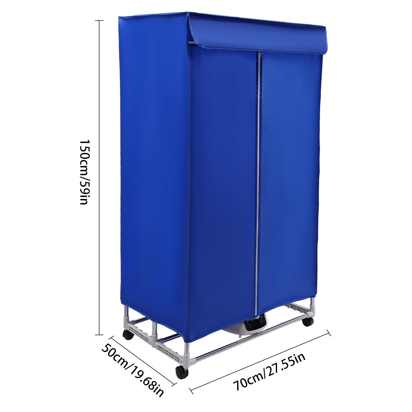 Clothes Dryer, 1200-1500W, Portable Travel Mini Dryer Machine with Screen Touch, Electric Dryer for Homes, Apartments, Dormitories, Caravans(Blue)