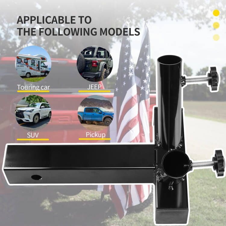 Bolaxin Hitch Mount Flag Pole Holder Universal Flagpole Truck Bracket with Anti-Wobble Screws fit for 2 inches Receiver
