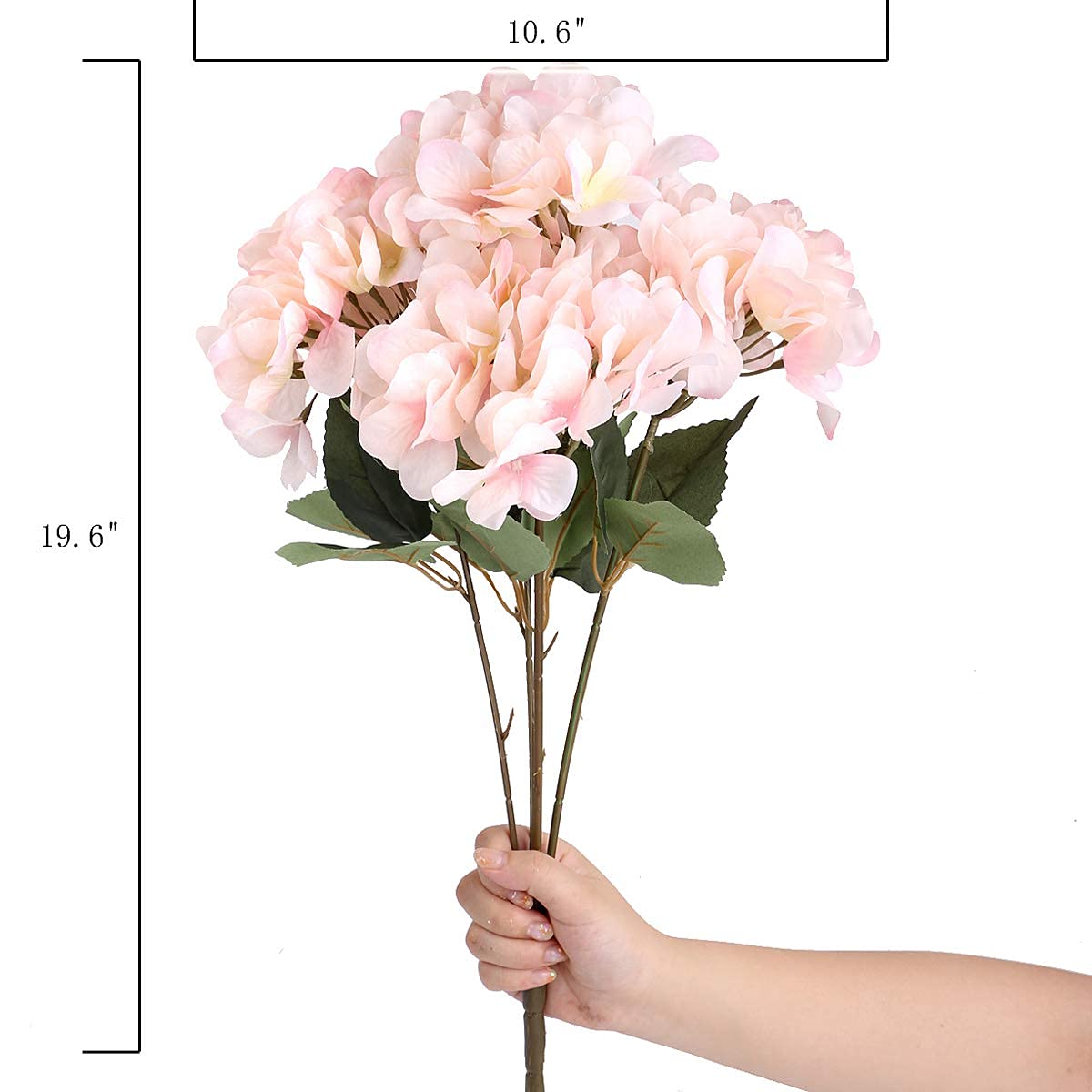 Blooming Paradise Artificial Fake 5Flowers Plants Silk Hydrangea Arrangements Wedding Bouquets Decorations Plastic Floral Table Centerpieces Home Kitchen Garden Party Festival Bar DIY (Light Pink)
