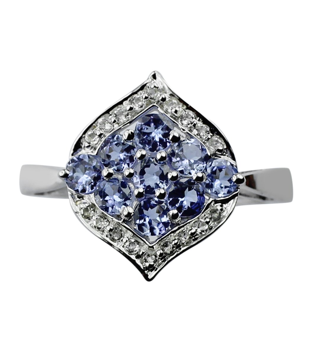 Carillon 0.77 Carat Tanzanite Round Shape Natural Non-Treated Gemstone 925 Sterling Silver Ring Engagement Jewelry for Women & Men
