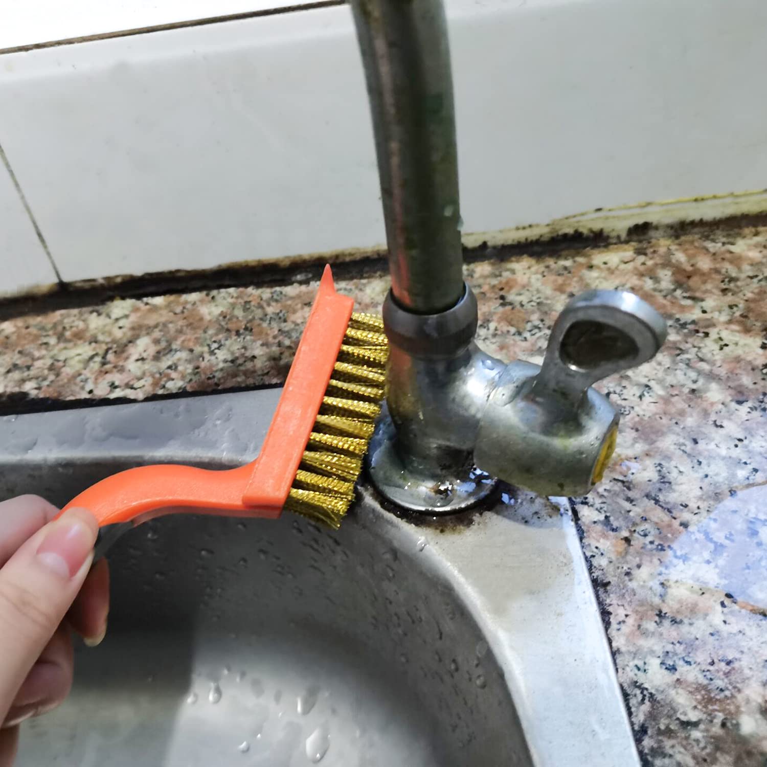 MAXMAN Wire Brush 3Pcs Brass/Stainless Steel/Nylon Wire Brushes for Cleaning Rust Bristle Brush Set with Rubber Curved Handle Grip Used for Dirt, Paint Remover (Orange+ Gray)