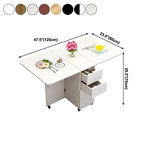 LITFAD Modern Wood Table Pedestal Dining Table with Drop Leaf Multifunction Foldable Kitchen Table - Natural Wood 47.2" L x 23.6" W x 29.5" H