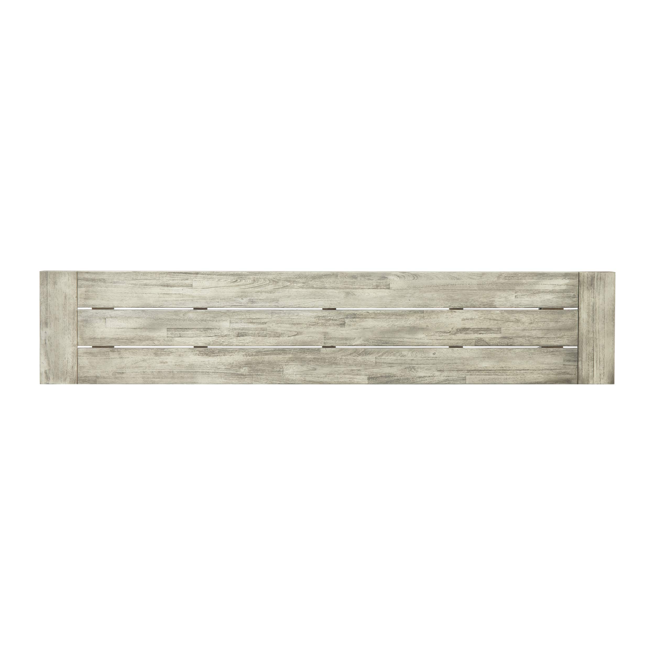 GDFStudio Outdoor Acacia Wood Bench, Sandblast Light Gray Wash and Black Metal