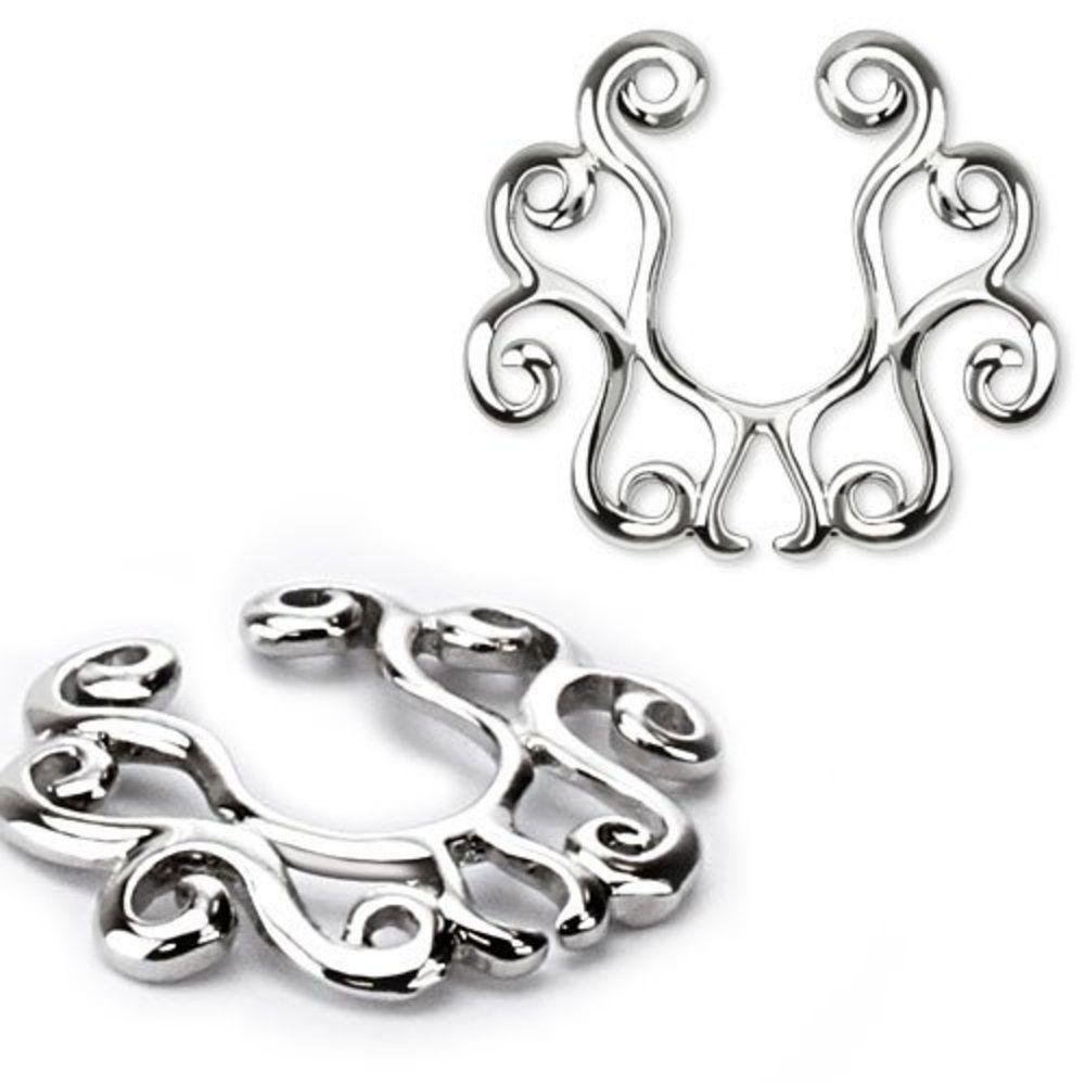 Body Accentz Nipple Rings no Piercing Pair Non-Piercing Clip On Nipple Ring Tribal Floral Pai