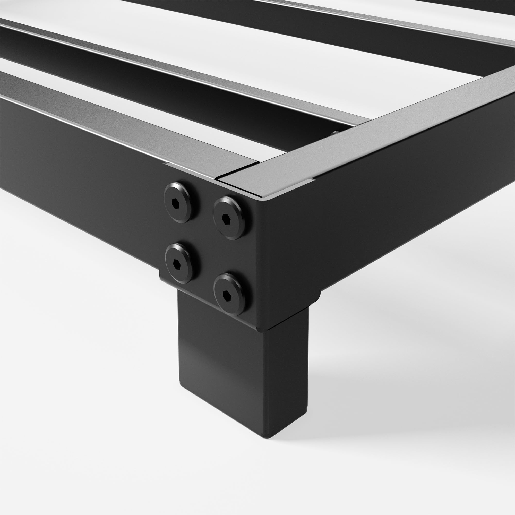 YUSENHEEI 4 Inch King Size Bed Frame, Heavy Duty Metal Platform Low King Bed Frame, No Box Spring Needed, Noise Free, Easy Assembly, Black