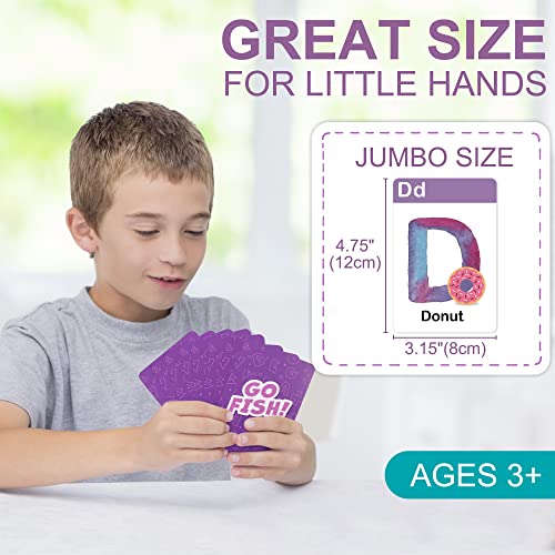 BenBen Alphabet Go Fish Card Game for Kids,104 Cards, Oversized ABC Learning Playing Cards, Memory Matching Games, 2-8 Players, Ages 3 and up, Easter Basket Stuffers, Stocking Stuffers