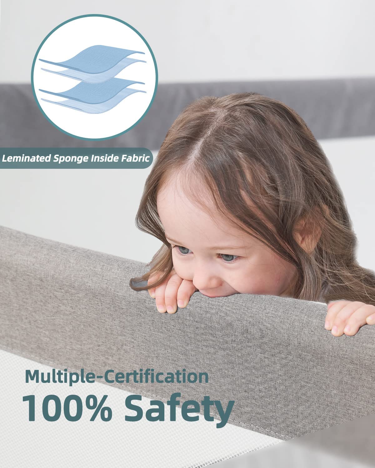 Cercoveu Bed Rail for Toddlers, Extra Tall(Height Adjustable) Specially Designed for Queen, King Size, California King Bed - Safety Baby Bed Guard Rails for Kids (One Side 78.7" x 27")