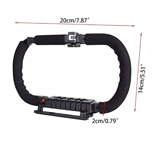 Camera Handles Camera Smartphone Stabilizer Adjustable Handle Grip Handheld Video Rig Universal (Color : Black, Size : 14.5X20X2cm)