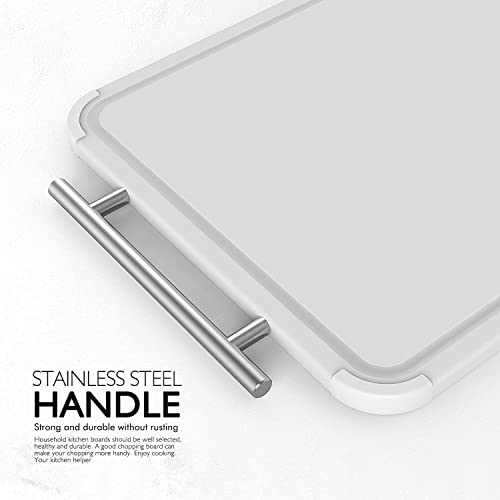 Cutting Boards for Kitchen β Large Plastic Kitchen Cutting Board, Dishwasher Safe Thick Chopping Board with Juice Grooves, for Meat, Fruits, Veggies, Easy Grip Handle, Non-Slip (White)